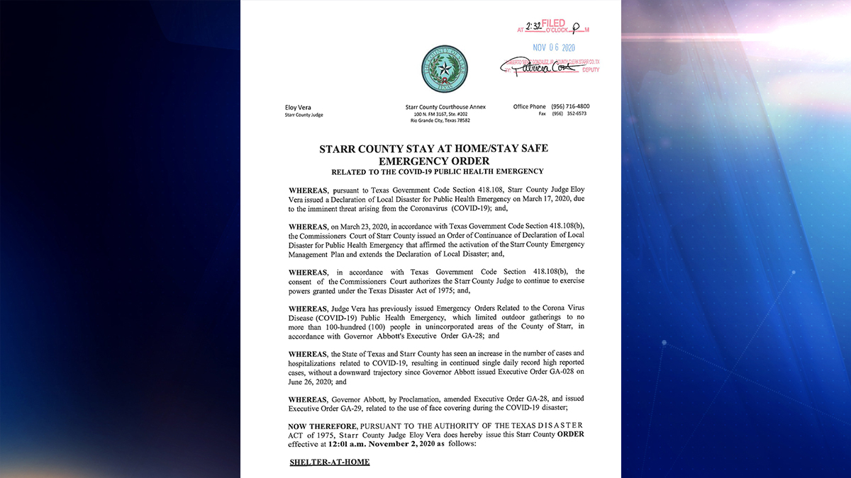 Condado Starr extiende orden de resguardo con toque de queda ante ...
