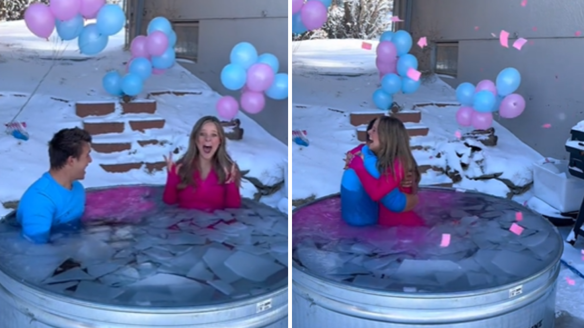 Una pareja de Colorado usa un baño de hielo para revelar el género de ...