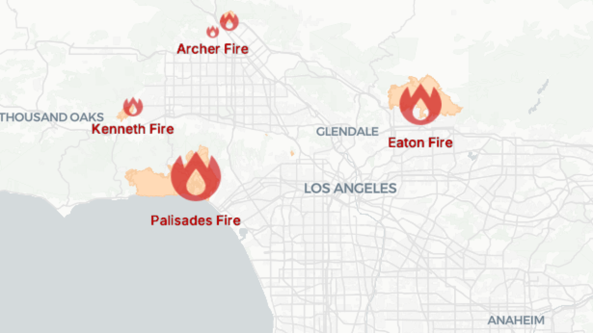 Mapa: en dónde están los incendios forestales en Los Ángeles ...